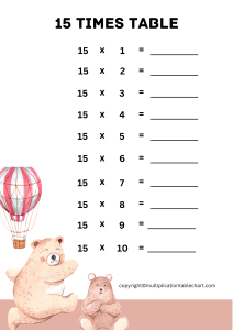 15 Times Table Worksheet [15 Multiplication Table] Free PDF