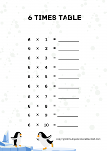 6 Times Table Worksheet [6 Multiplication Table] Free PDF