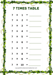 7 Times Table Worksheet [7 Multiplication Table] Free PDF