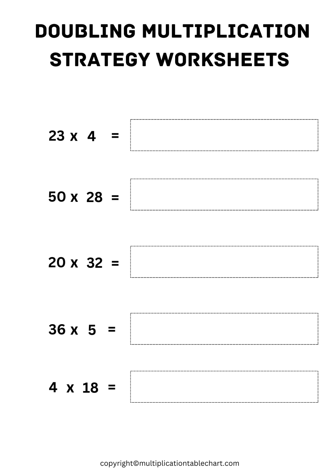 Doubling Multiplication Strategy Worksheets Printable [PDF]