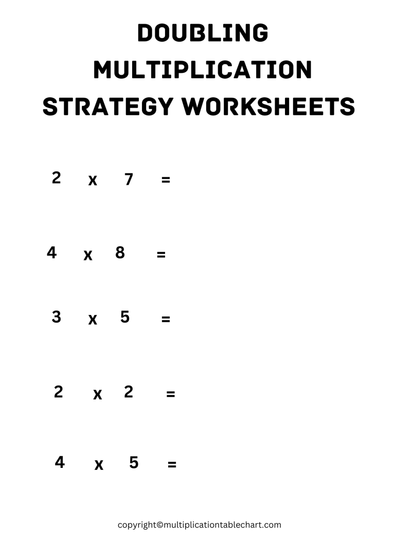 Doubling Multiplication Strategy Worksheets Printable [PDF]