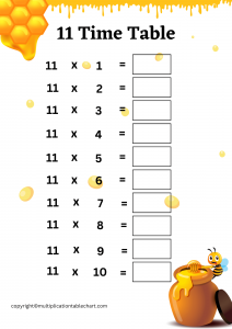 11 Times Table Worksheet [11 Multiplication Table] Free PDF