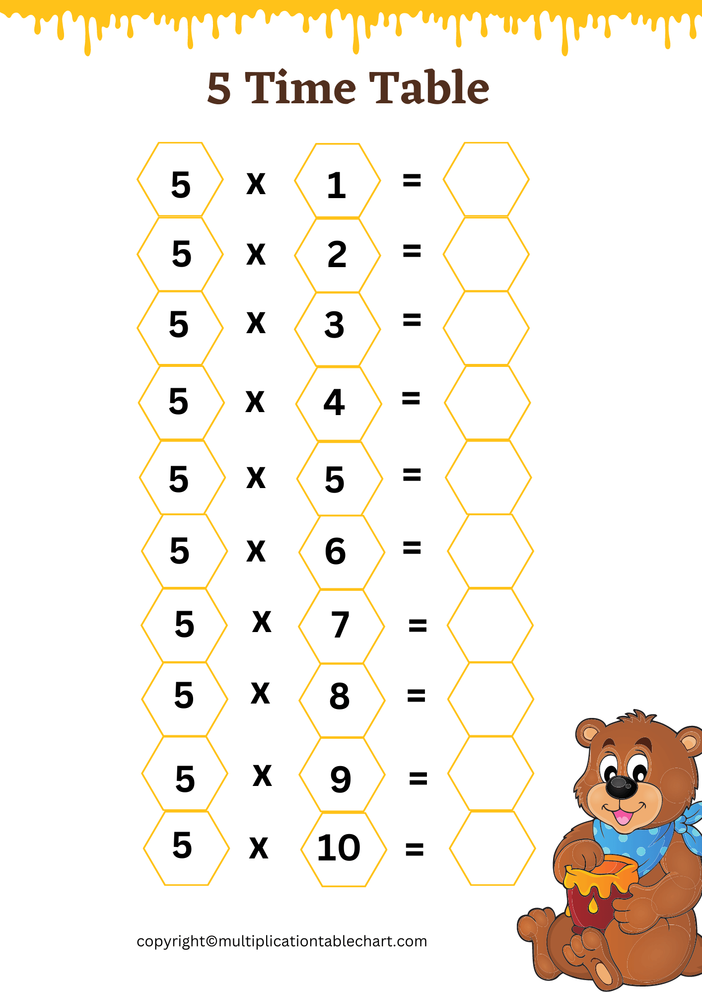 5 Times Table Worksheet 5 Multiplication Table Free PDF 5 Times Table Worksheet 5 Multiplication Table Free PDF