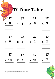 17 Times Table Worksheet [17 Multiplication Table] Free PDF