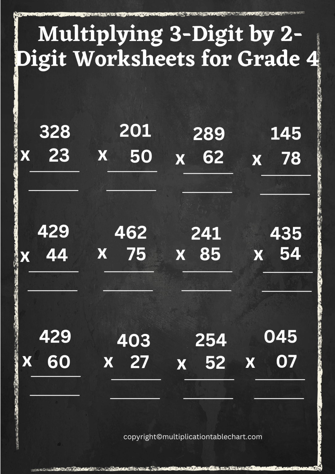 Printable Multiply 3 Digits by 2 Digits Worksheet PDF | Multiplication ...