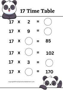 17 Times Table Worksheet [17 Multiplication Table] Free PDF