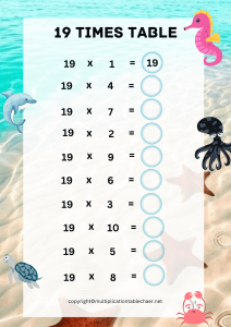 19 Times Table Worksheet [19 Multiplication Table] Free PDF