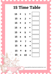15 Times Table Worksheet [15 Multiplication Table] Free PDF